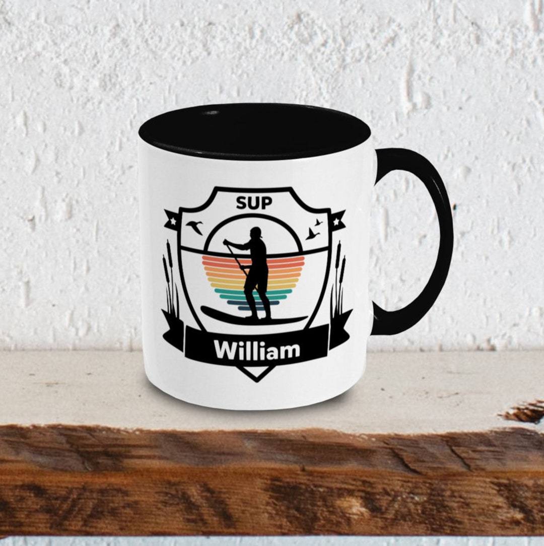 Personalised SUP Mug for Him Stand up Paddle Board Two Tone Ceramic Mug ...