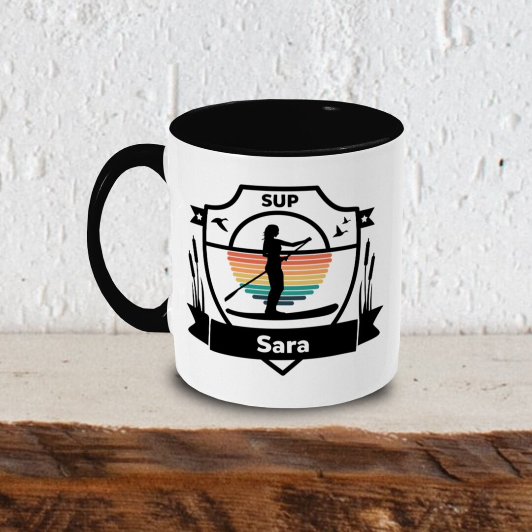Personalised SUP Mug for Her Stand up Paddle Boarding Two Tone Ceramic ...