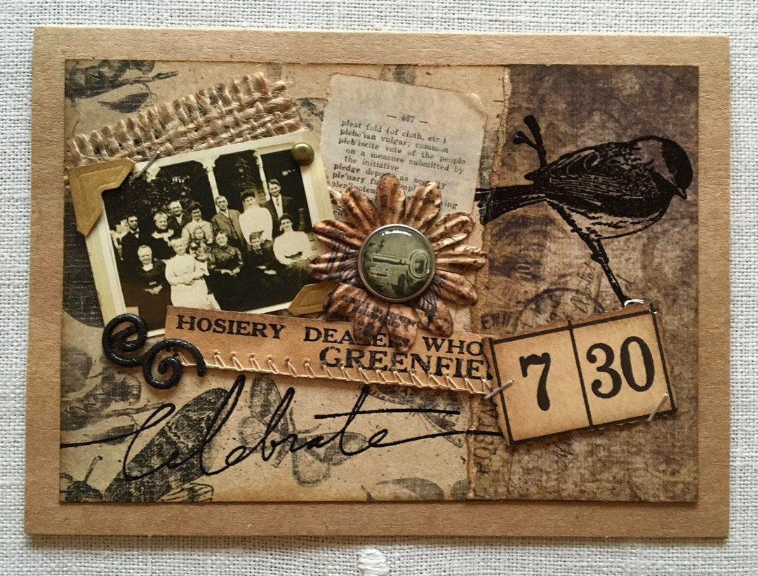Celebrate Card Collage Card Vintage Card Mixed Media - Etsy