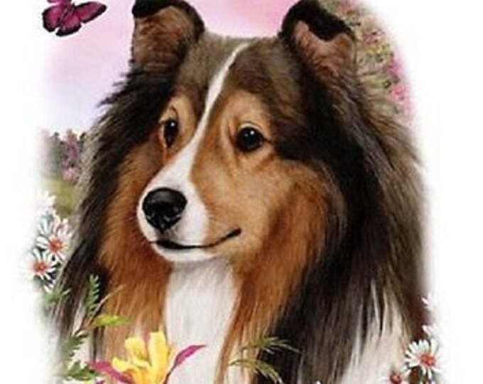 Shetland Sheepdog T Shirt, Sheltie Floral Dog, Quilt Fabric Block, Tote ...