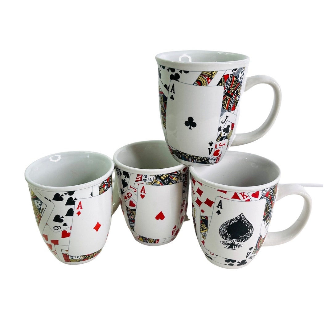 Playing Card Suit Mug Set Royal Flush Hearts Diamonds Spades Clubs 4 ...