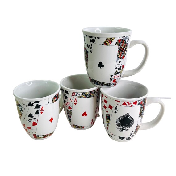 Playing Card Mug Set Royal Flush Hearts Diamonds Spades Clubs - Etsy