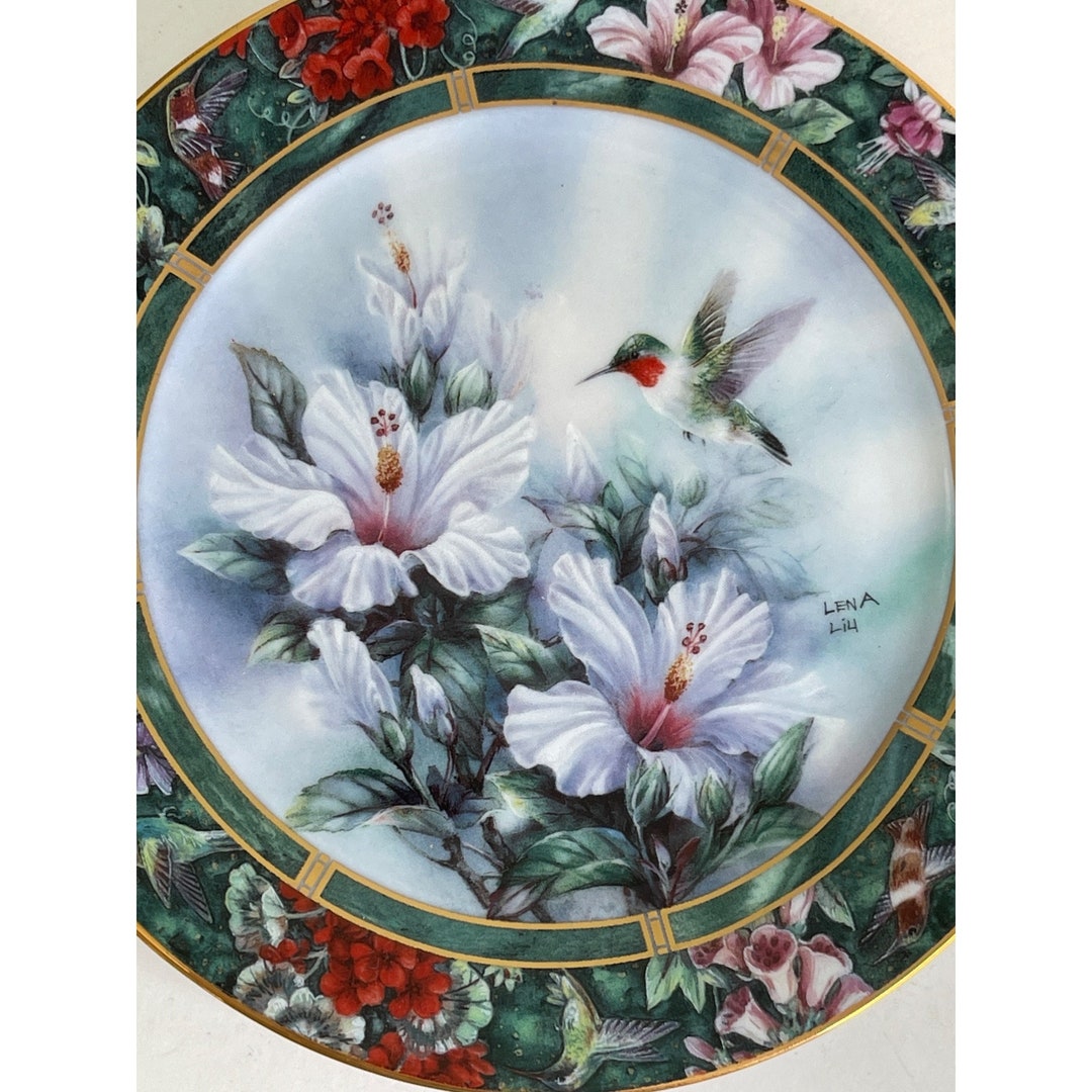 Hummingbird Plate Lena Liu Ruby Throat Hummingbird WL George Vintage ...
