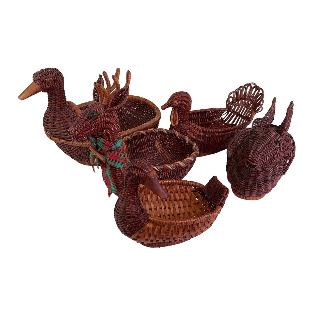 6 Wicker Animal Baskets Turkey Duck Rabbit Reindeer - Etsy