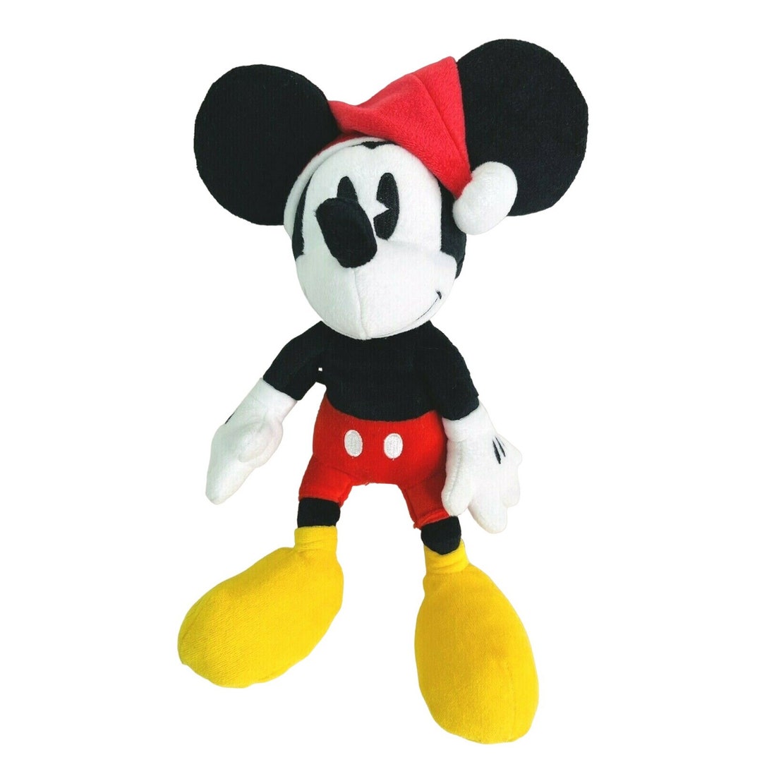 Disney Mickey Mouse Christmas Plush Stuffed Toy Doll in Red Santa Hat ...