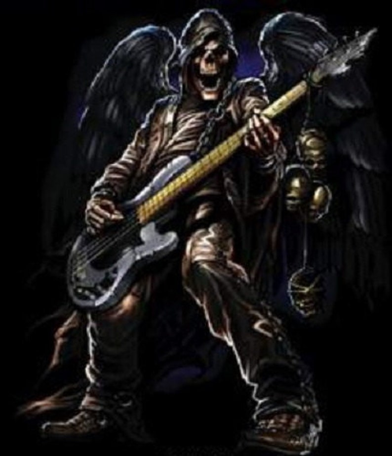 Music T Shirt Skeleton Axeman Bass Guitar Rocker - Etsy