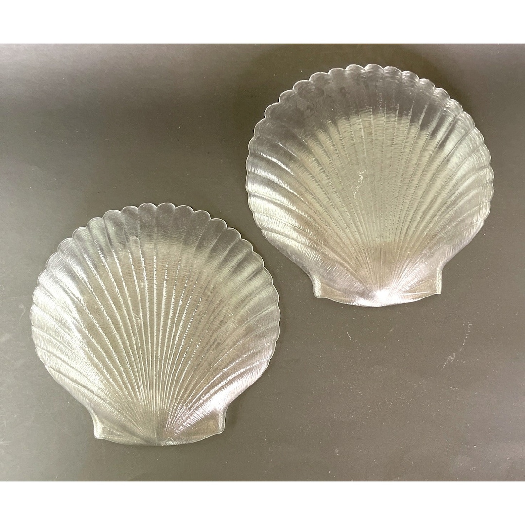 Clam Shell Seashell Shaped Clear Plates 8" X 7.75" X 1" Set of 2 - Etsy