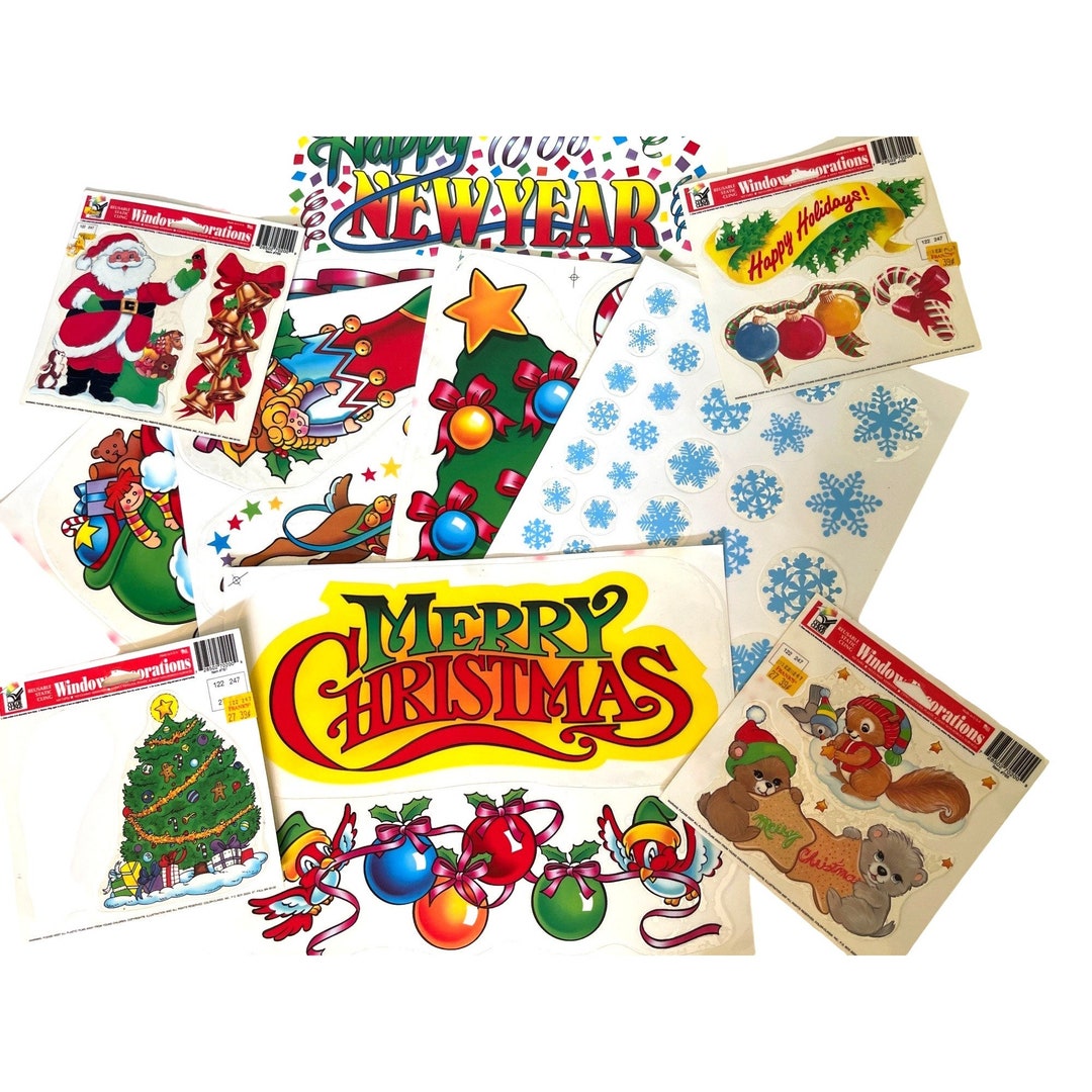59 Vintage Window Clings Decals Christmas Holiday Greeting Snowflake 10 ...