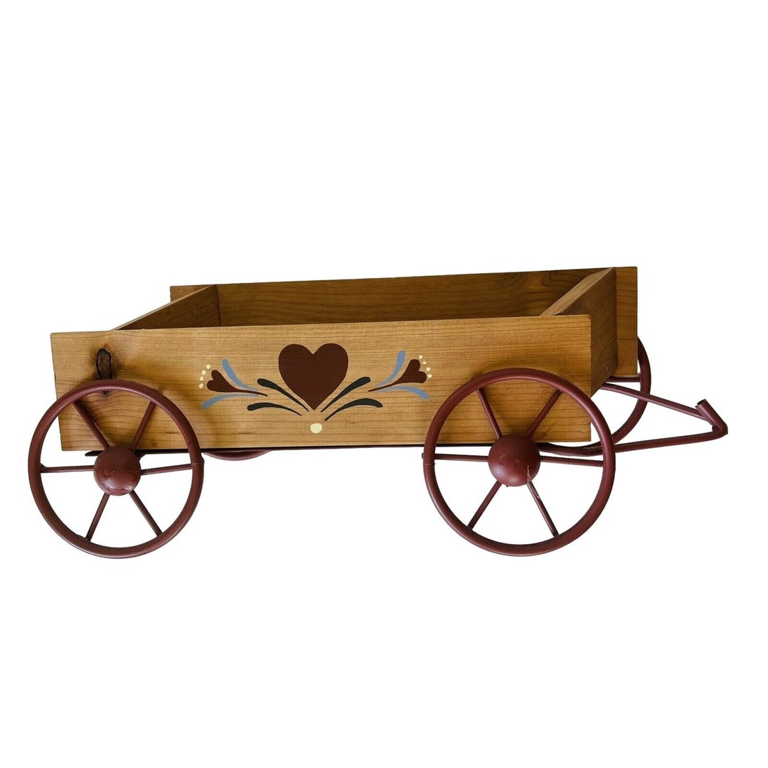 Wagon Shape Shelf Lopsided Wall Hanging Wood Metal Country Decor 16" X ...