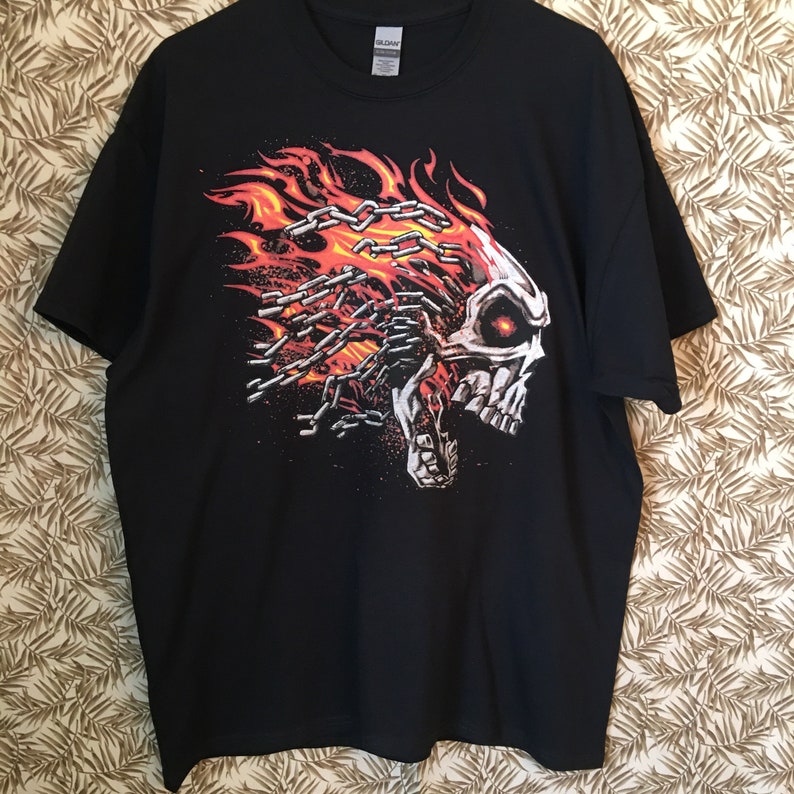 Skull Shirt Flame & Chain Fire Skull sweatshirt Hoodie - Etsy