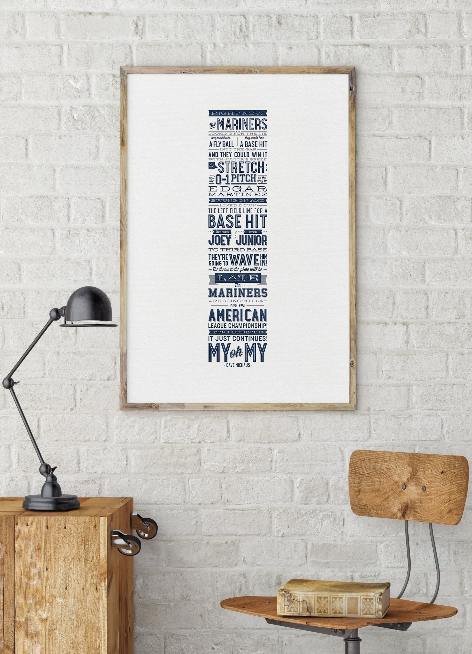 Letterpress Famous Quote Poster of Seattle Mariners Dave Niehaus ‘my Oh ...