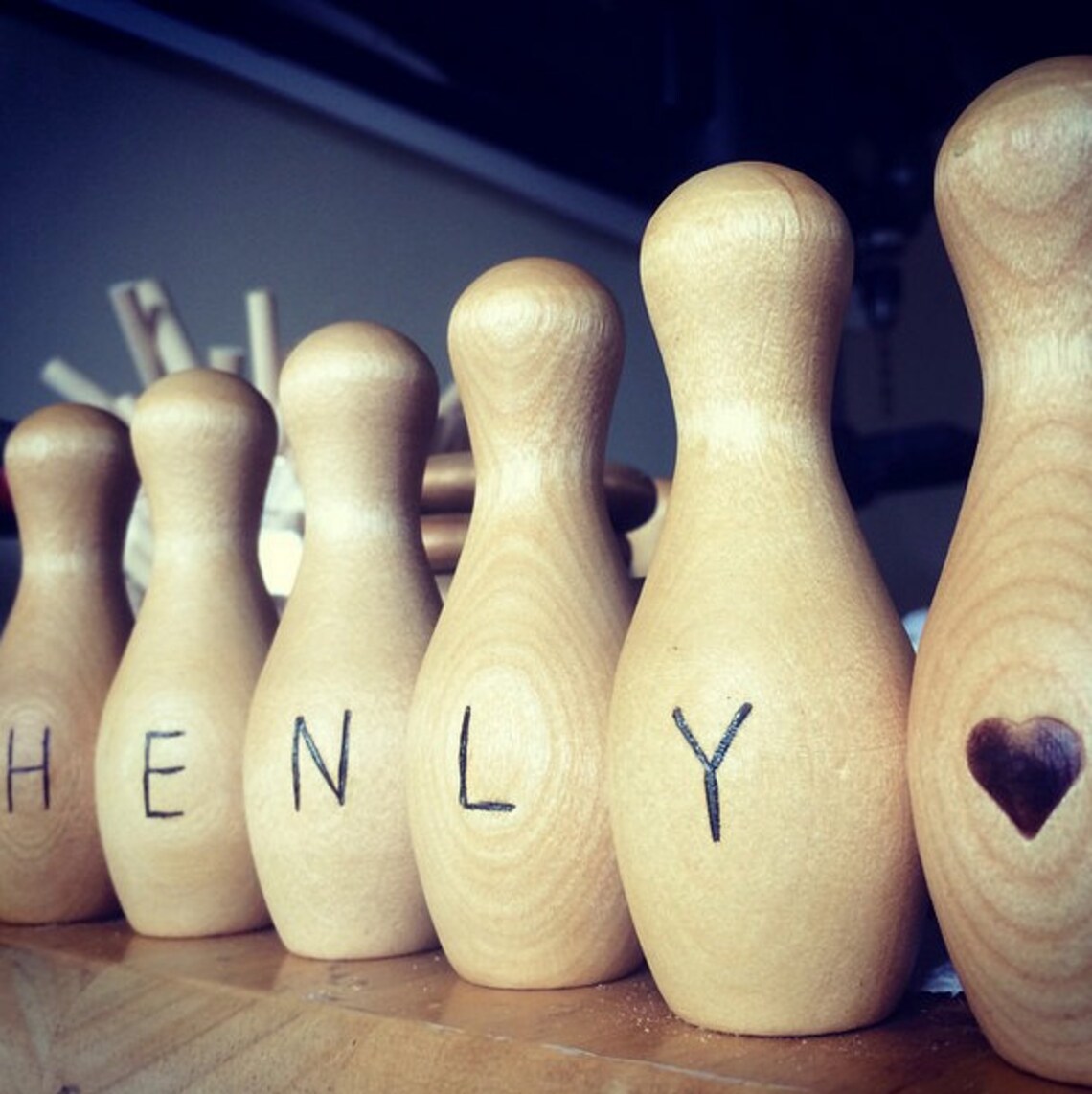 Personalized Wood Bowling Pin Set Essential Montessori | Etsy
