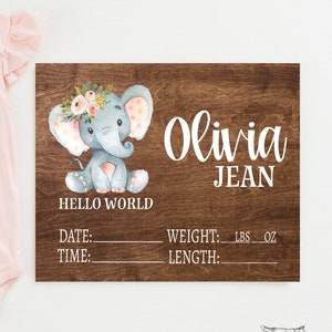 Elephant Birth Stat Sign,wood Sign, Safari Nursery Decor, Name ...
