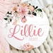 Lily Floral Baby Girl Round Wood Baby Name Sign Wooden - Etsy