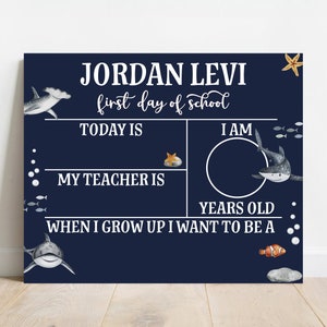 Shark Back to School Sign, First Day of School Sign, Reusable School ...