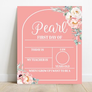 Floral First Day of School Sign, Back to School Sign, Reusable School ...