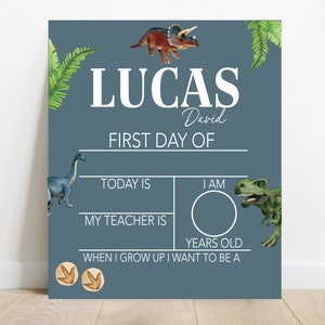 Dinosaur Back to School Sign, First Day of School Sign, Reusable School ...