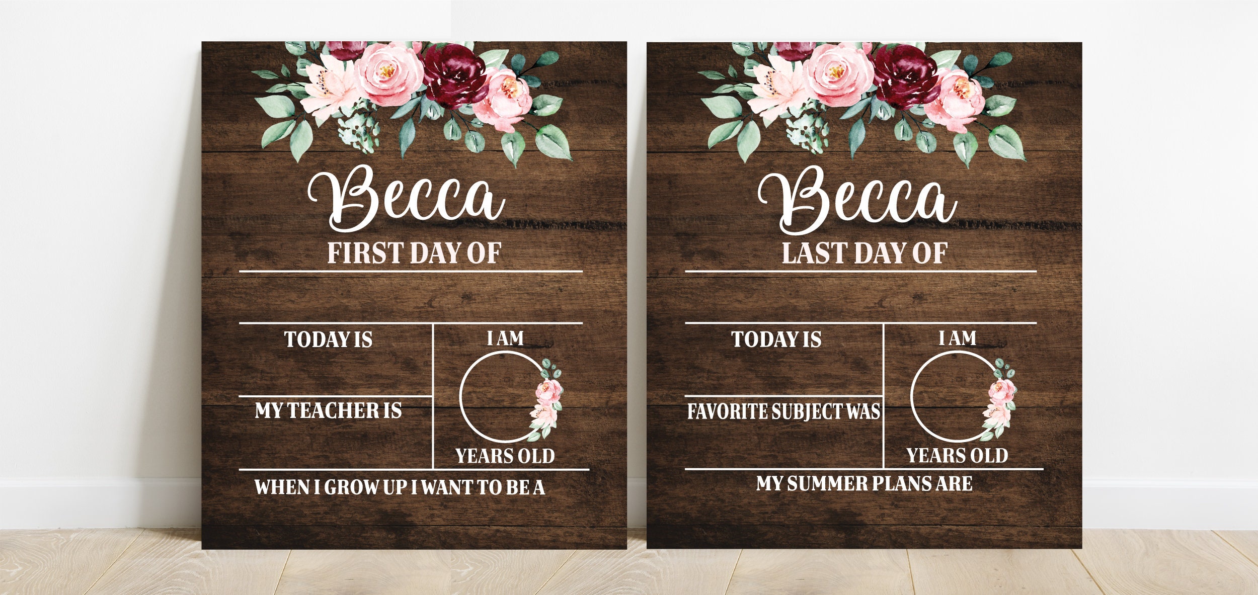 Floral First Day of School Sign Back to School Sign Reusable | Etsy