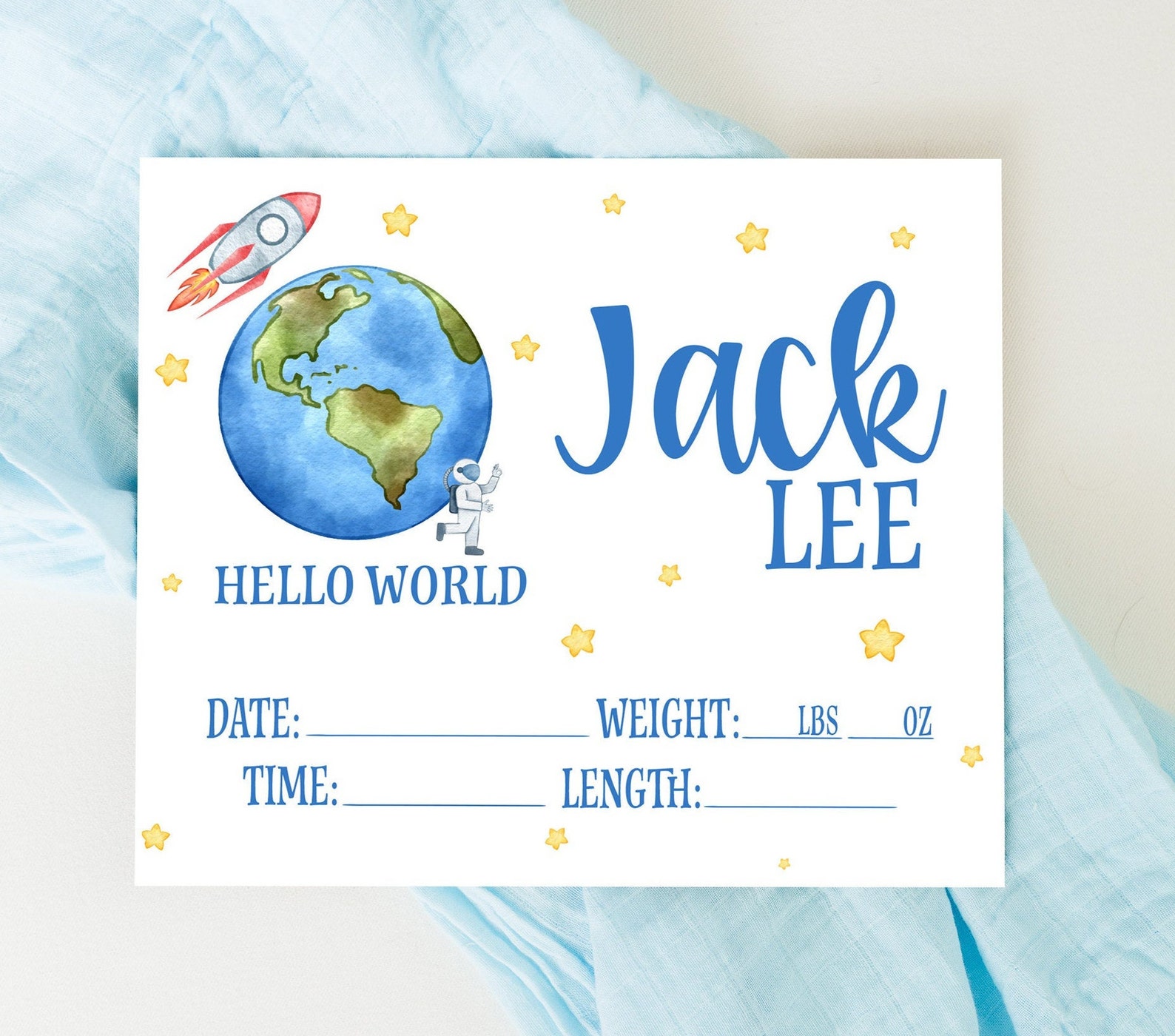 Space Birth Stat Signwood Sign Space Nursery Decor Name - Etsy