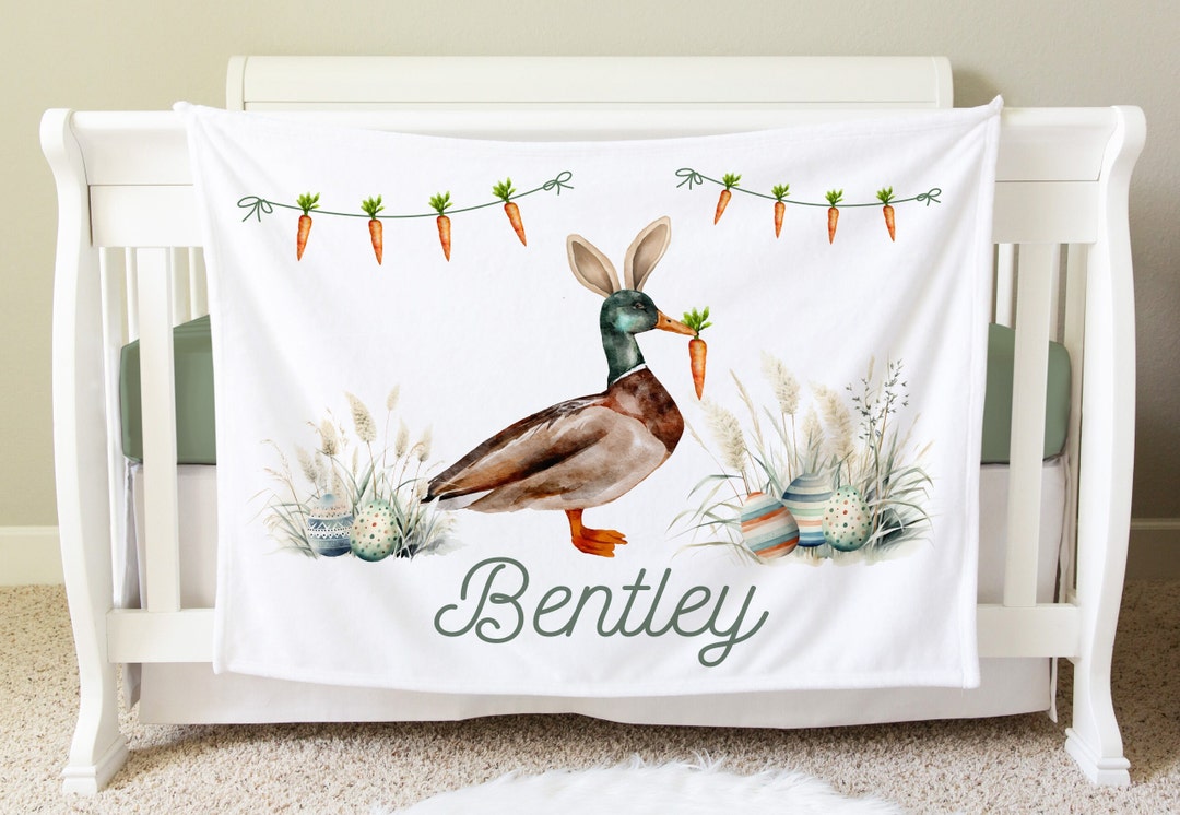 Personalized Mallard Duck Easter Bunny Gift, Duck Bunny Blanket, Baby ...