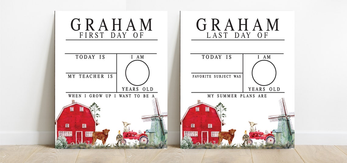 Farm Theme First Day of School Sign Back to School Sign | Etsy