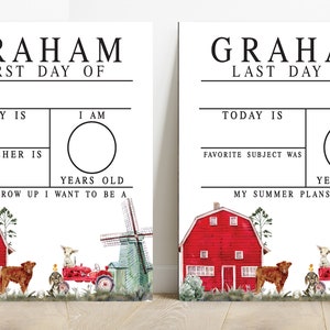 Farm Theme First Day of School Sign, Back to School Sign, Reusable ...