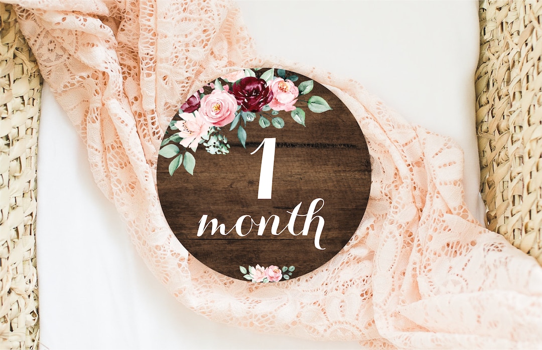 Monthly Baby Milestone Cards, Floral Wood Milestone Cards, Baby ...