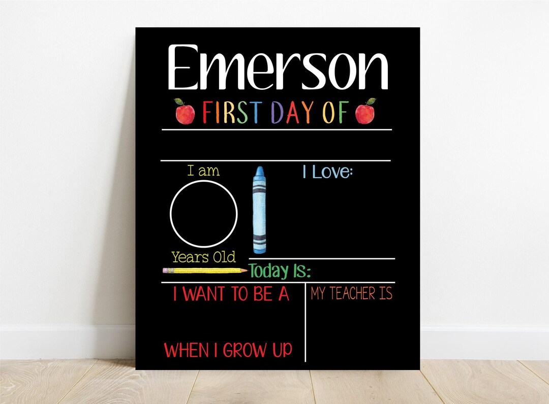 First Day of School Sign, Back to School Sign, Personalizable Reusable ...
