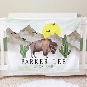Buffalo Blanket, Personalized Baby Blanket Gift, Toddler Blanket, Bison ...
