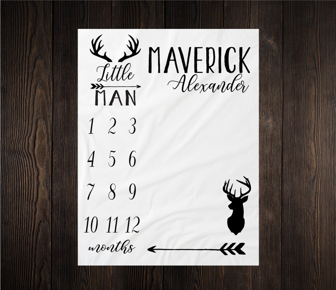 Gender Neutral Milestone Deer Blanket Month Blanket Growth Tracker ...