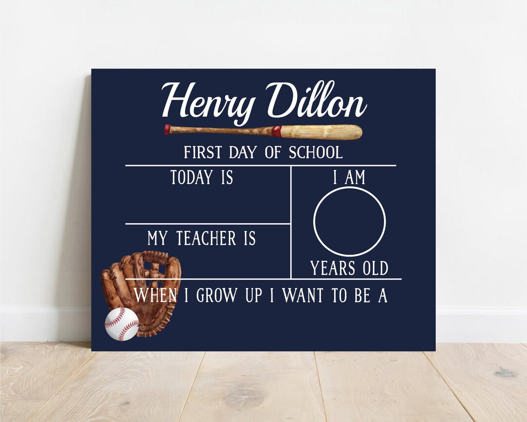 Sports First Day of School Sign, Back to School Sign, Reusable School ...