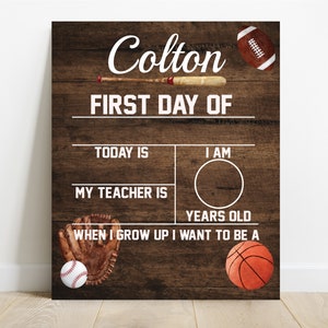 Sports First Day of School Sign Back to School Sign Reusable - Etsy