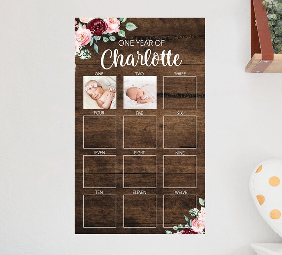 One Year of Baby First Birthday Sign Wood Milestones Sign - Etsy
