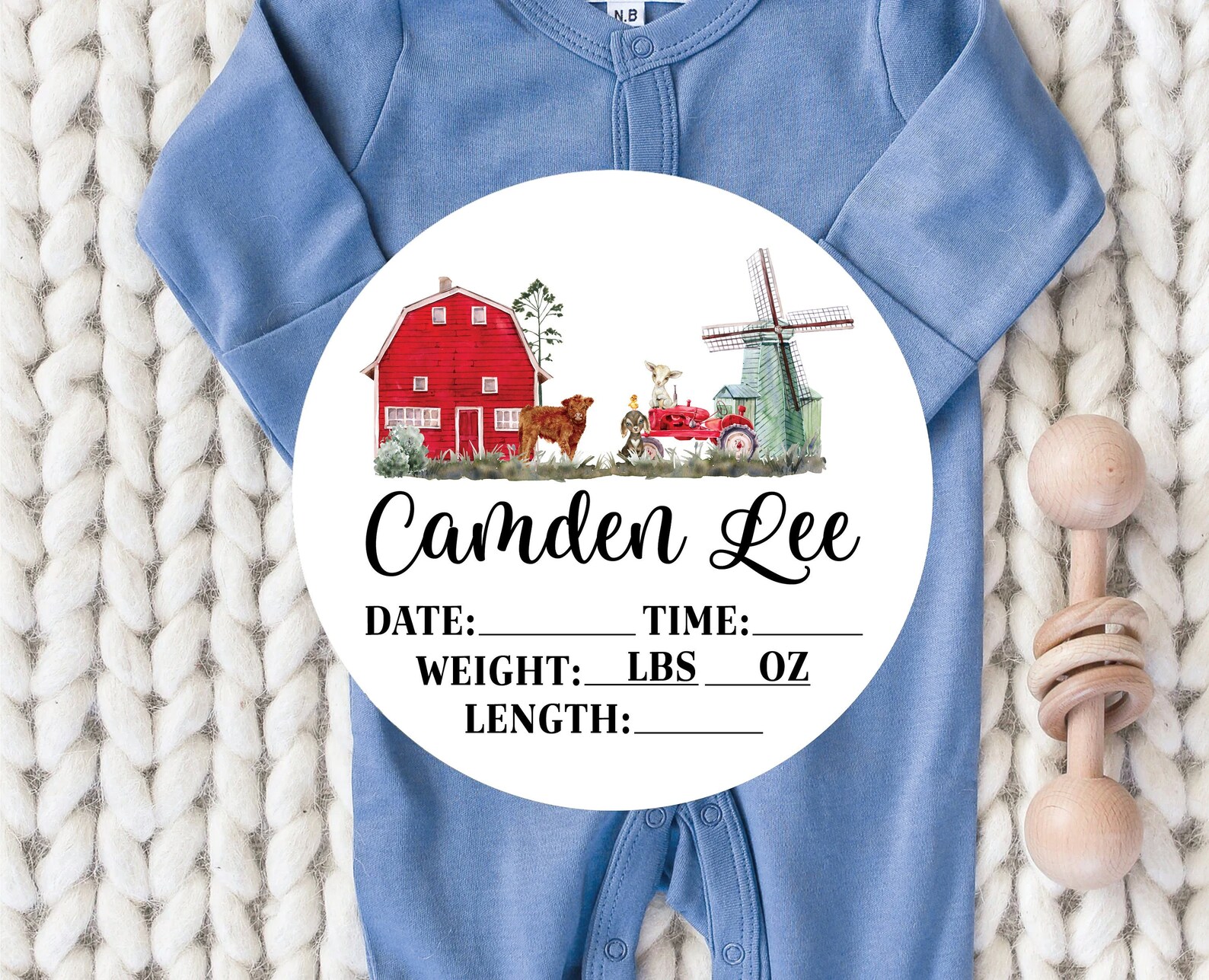 Farm Birth Stat Sign, Baby Birth Stat Sign, Hospital Bassinet Sign ...