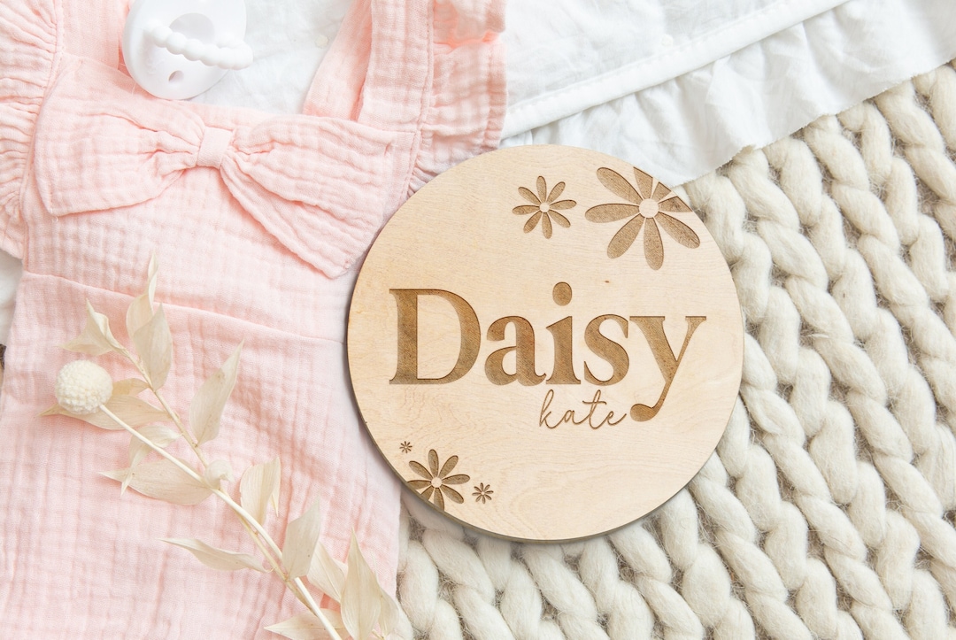 Daisy Engraved Name Sign, Baby Name Sign, Name Announcement Plaque ...