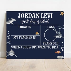 Shark Back to School Sign, First Day of School Sign, Reusable School ...