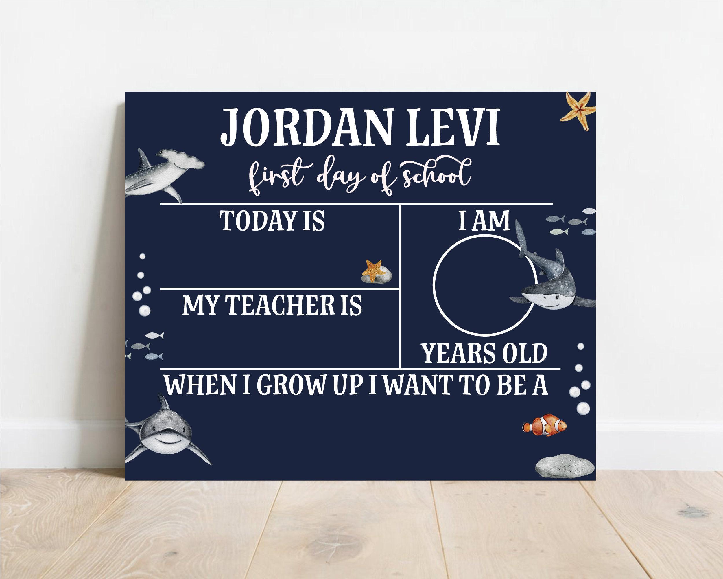 Shark Back to School Sign, First Day of School Sign, Reusable School ...