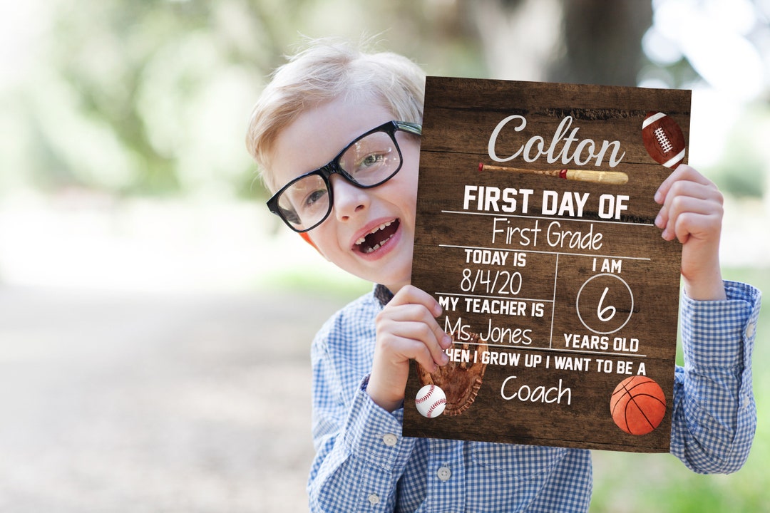 Sports First Day of School Sign Back to School Sign Reusable - Etsy