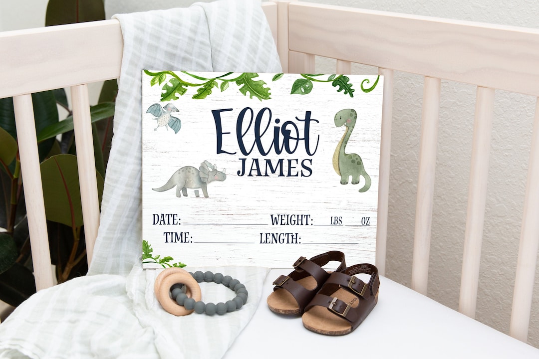 Dinosaur Birth Stat Sign, Wood Sign, Dino Nursery Decor, Name ...