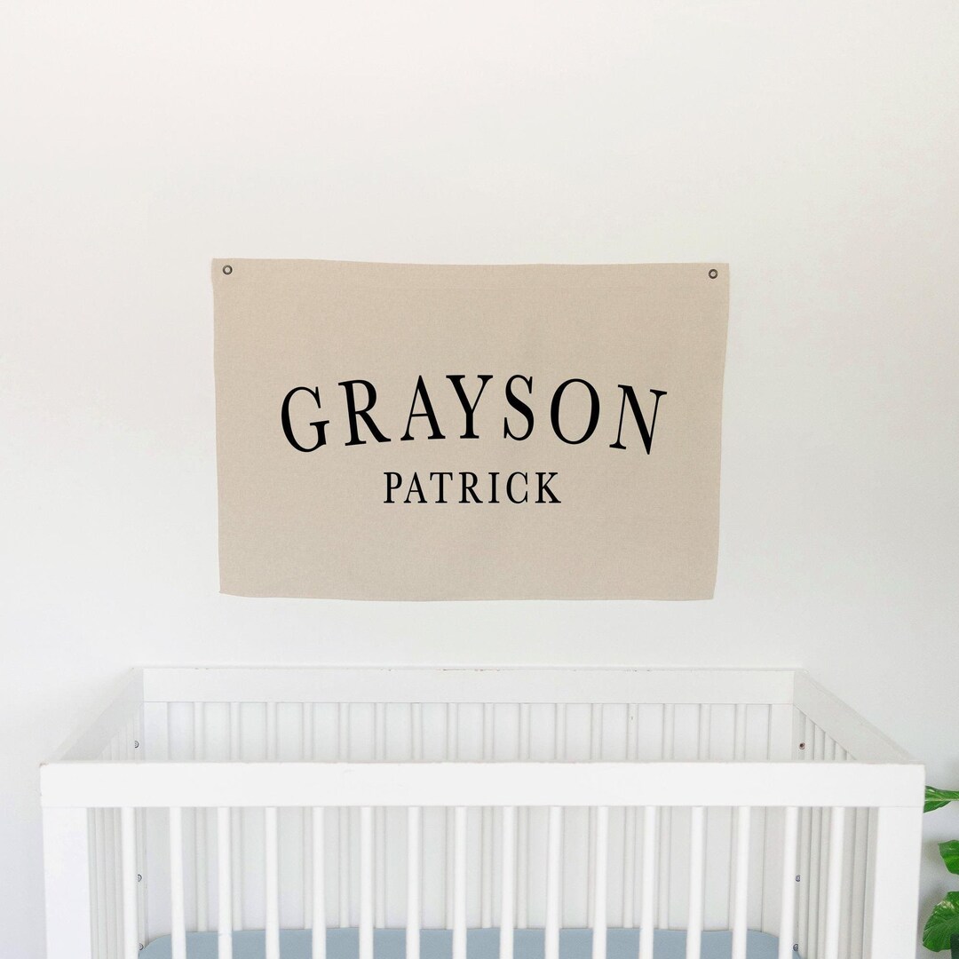 Personalized Baby Name Canvas, Custom Nursery Banner, Custom Nursery ...