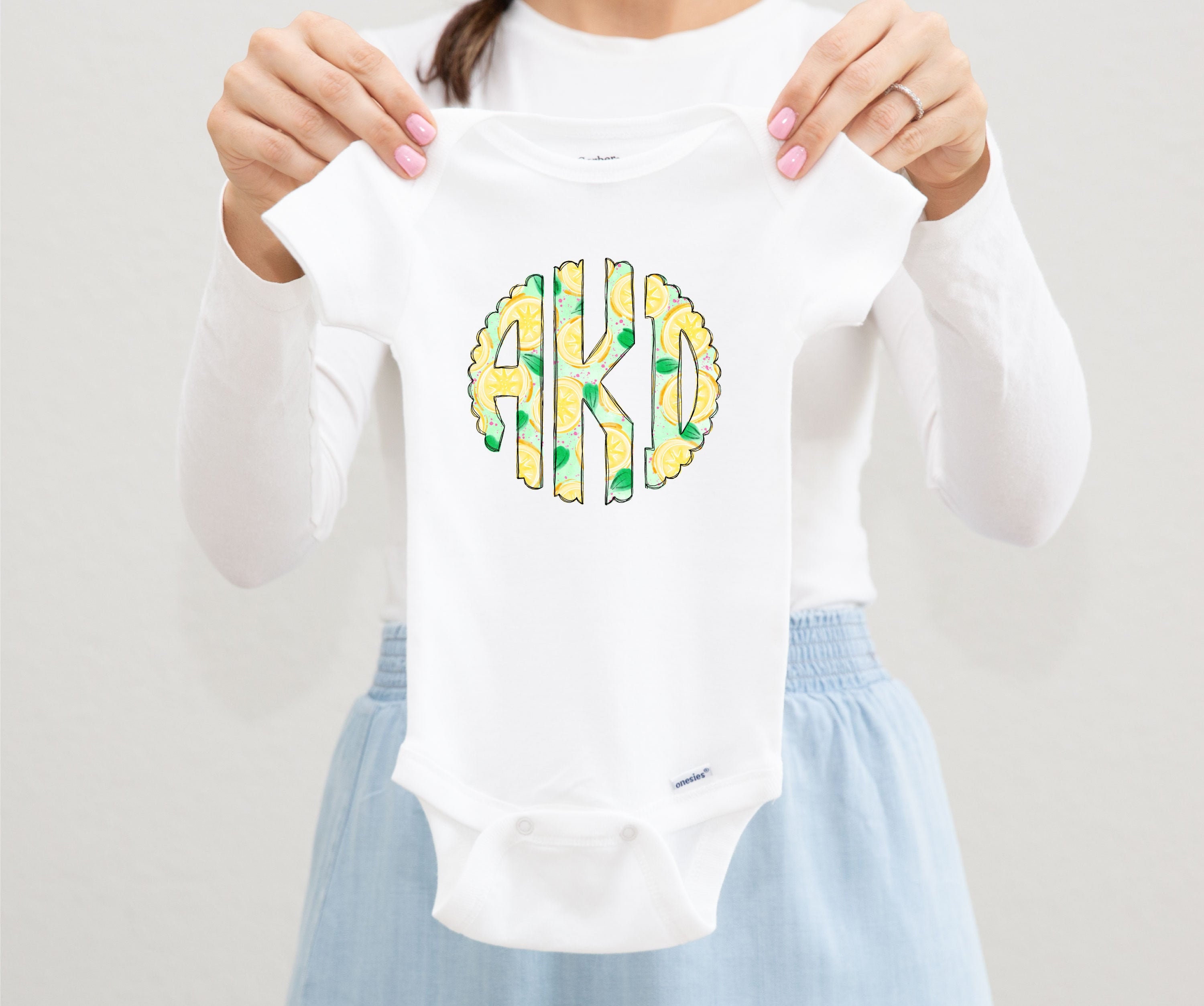 Lemon Monogram Onesie® Baby Girl Lemon Onesie® Personalized - Etsy UK