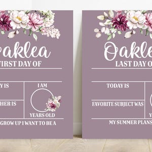 Floral First Day of School Sign, Back to School Sign, Reusable School ...