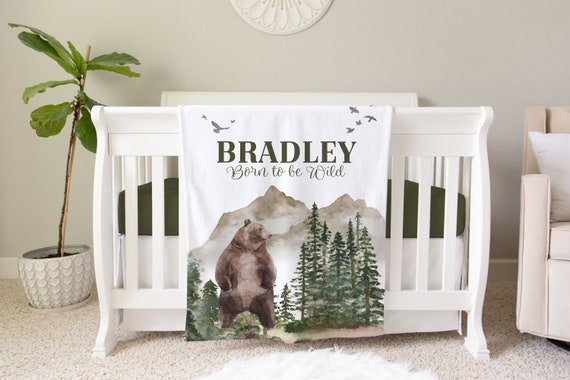 Woodland Bear Blanket Personalized Bear Baby Blanket Gift | Etsy