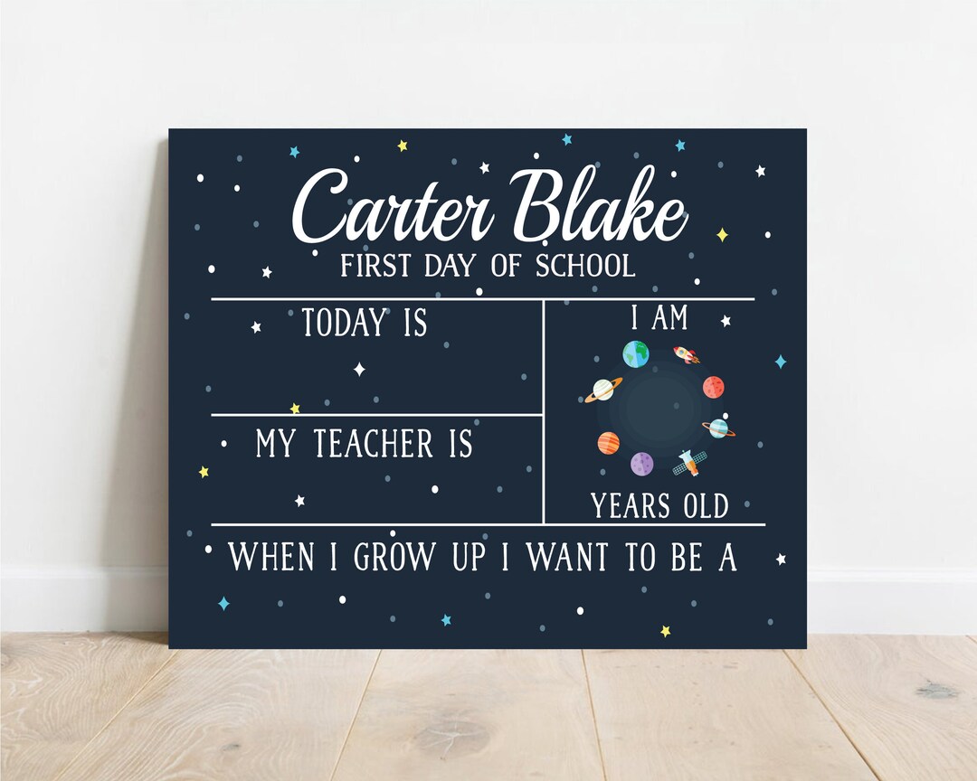 Space Back to School Sign, First Day of School Sign, Reusable School ...