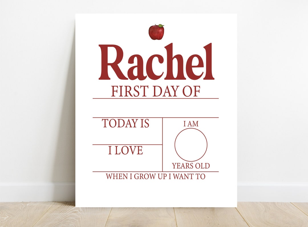 First Day of School Sign, Back to School Sign, Personalizable Reusable ...