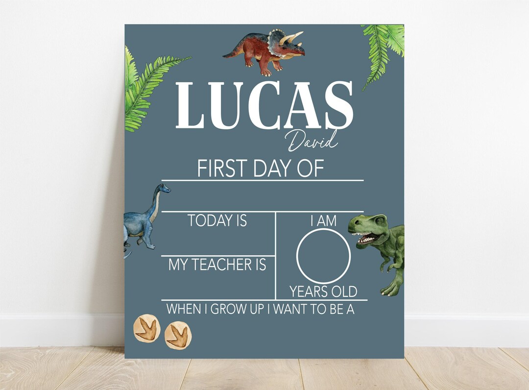 Dinosaur Back to School Sign, First Day of School Sign, Reusable School ...
