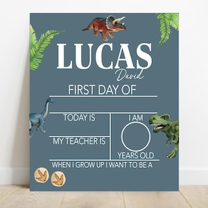 Dinosaur Back to School Sign, First Day of School Sign, Reusable School ...
