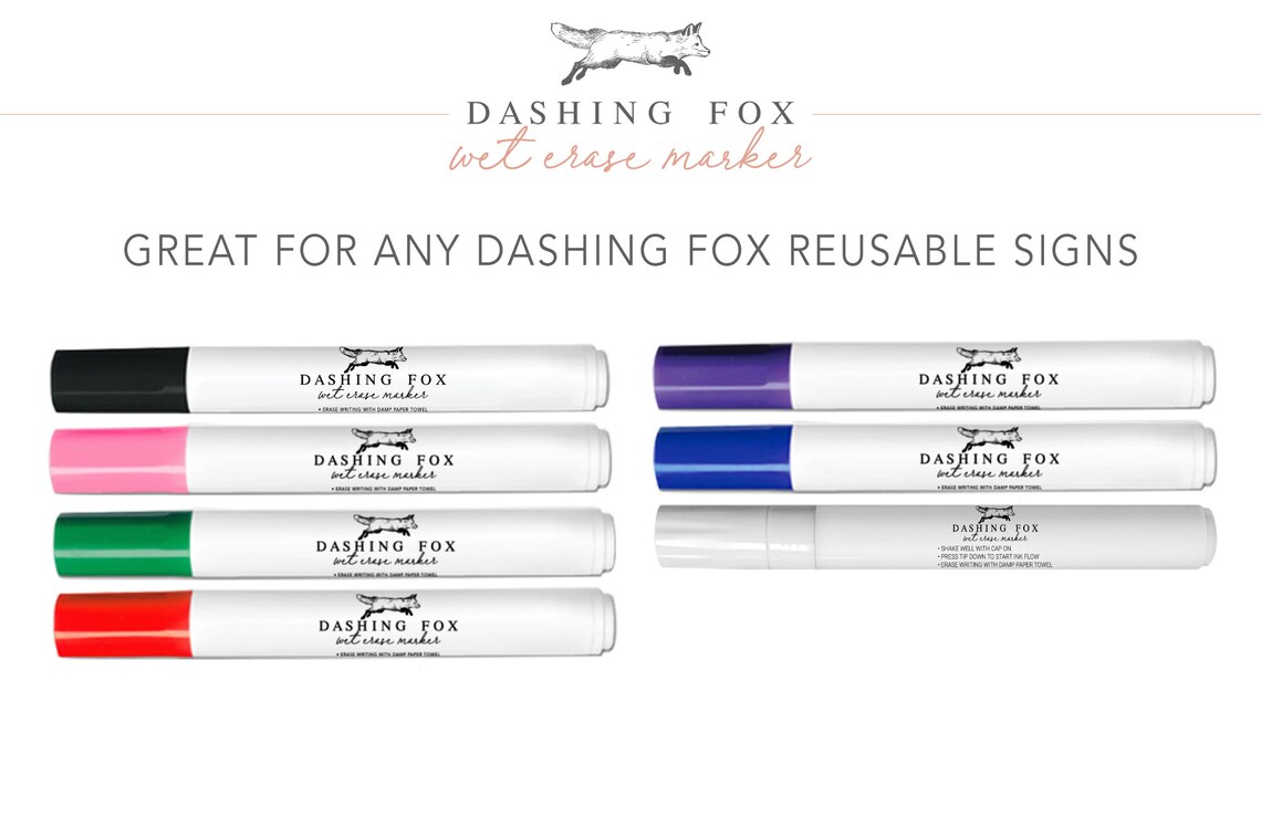 Wet Erase Marker for Dashing Fox Signs, Reusable School Sign Marker ...