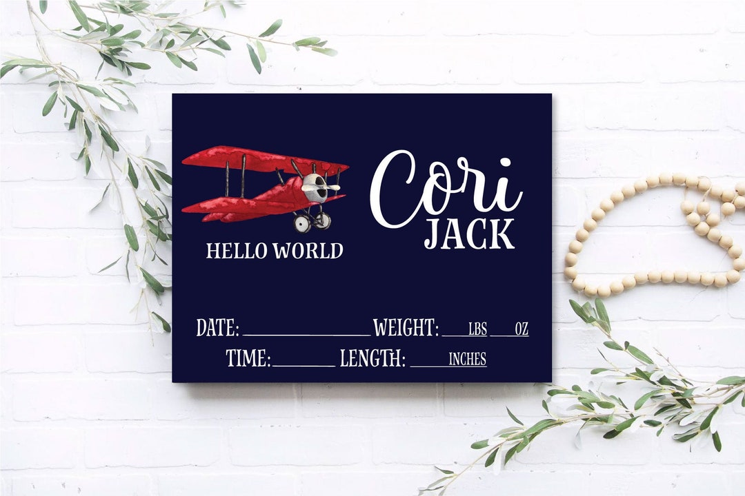 Airplane Birth Stat Sign,wood Sign, Aviation Nursery Decor, Name ...