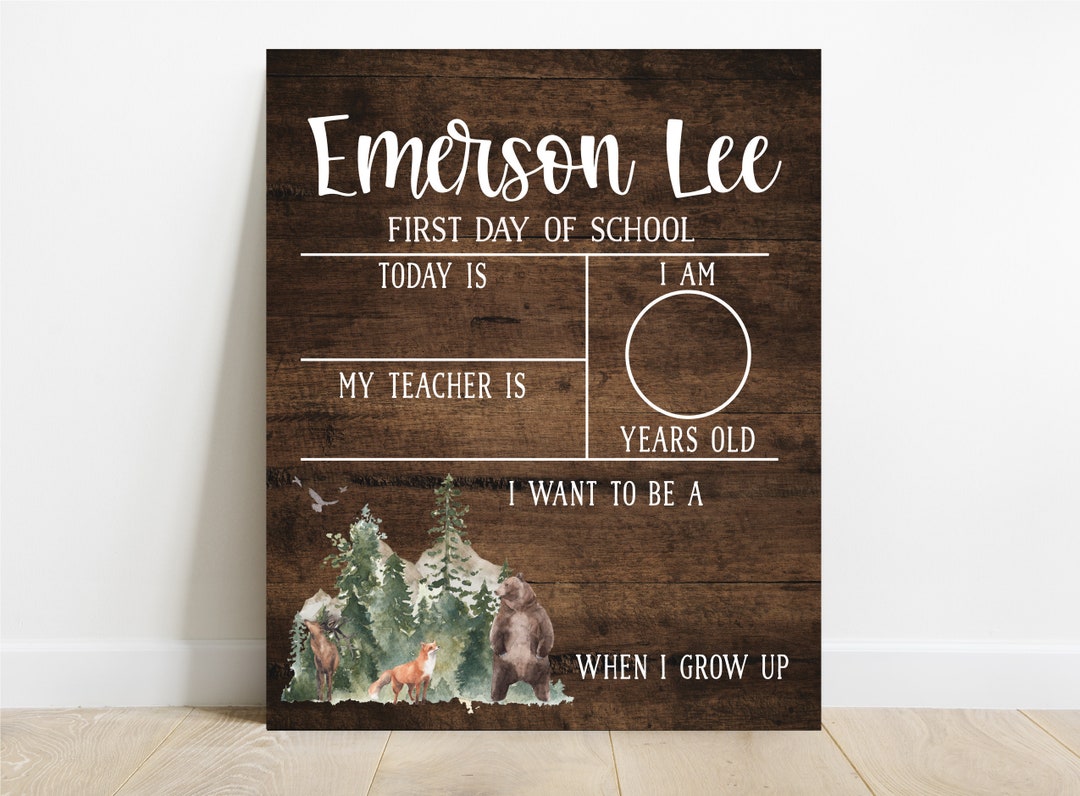 Woodland Animals First Day of School Sign, Back to School Sign ...